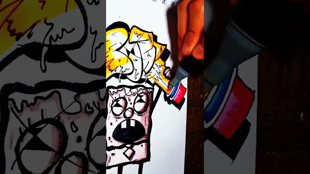 CÓMO DIBUJAR A #bobesponja trazo ✏️ #graffiti #short #art