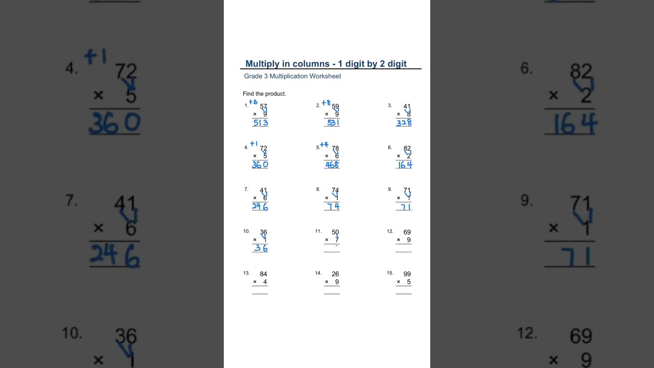 Grade 3 Multiplication Worksheet ✅💯 #maths #mathematics #education #multiplication #mathforkids