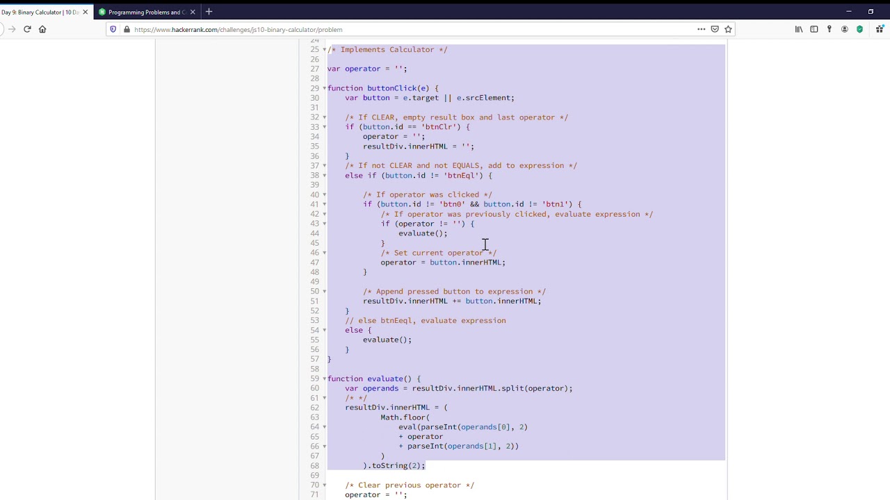Day 9  Binary Calculator   10 Days of Javascript HackerRank