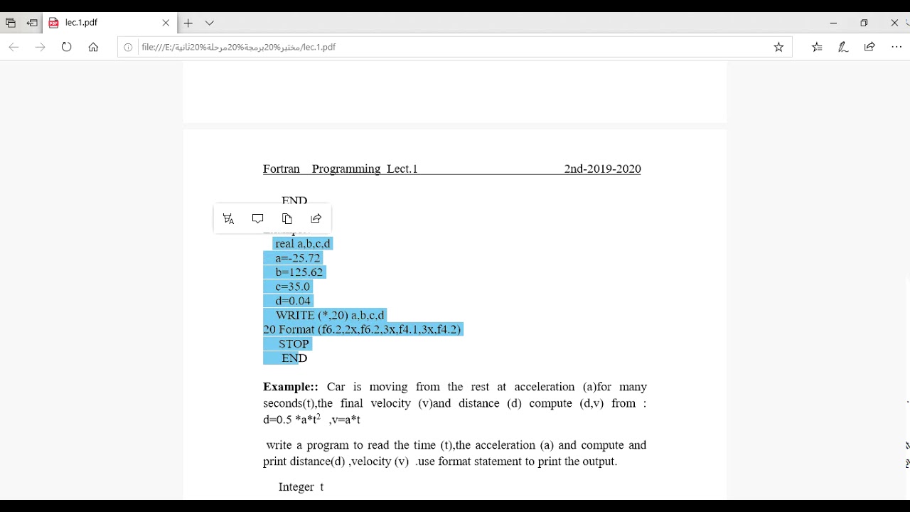 Fortran program lecture 1