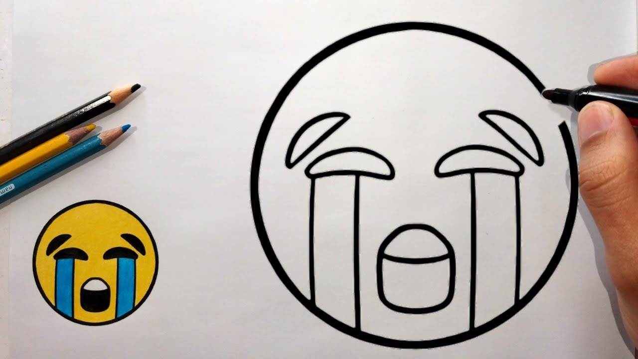 HOW TO DRAW CRYING EMOJI | DRAWING CRYING EMOJI TUTORIAL STEP BY STEP EASY