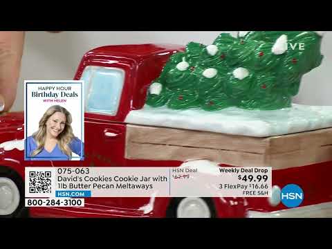 David's Cookies Jar w/1lb Pecan Meltaways Future Deliver...