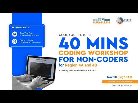 Code Your Future: 40-mins Coding Workshop for Non-Coders for Region 4A and 4B