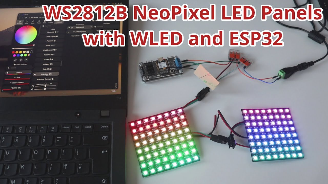 NeoPixel WS2812B LED Panels with WLED and ESP32. Demo featuring XIAO ESP32C3 with 32-bit RISC-V Core