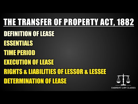 What is lease under Transfer of Property Act? | How lease is determined? | section 105 to 117