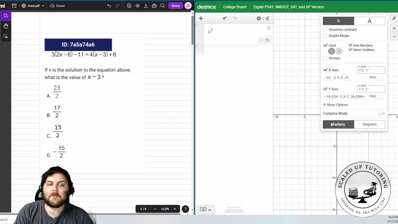 Lesson 1: Desmos Basics + Solving One-Variable Equations (SAT Math)