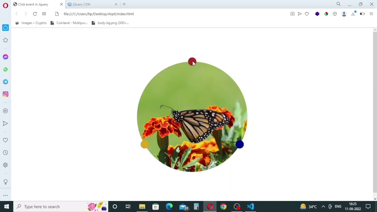 Changing background image with Jquery | Learn click event in Jquery 😀