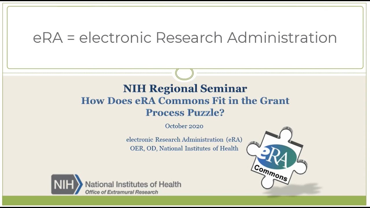 eRA Commons: Interacting with NIH Electronically Post-Submission