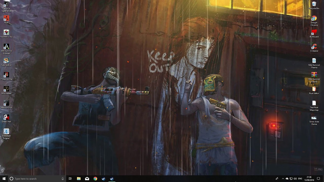 Rust - Desktop Background with Animations & Playing Music