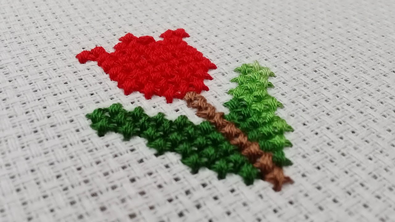 Easy Tulip Flower Cross Stitch Embroidery Design for Beginners