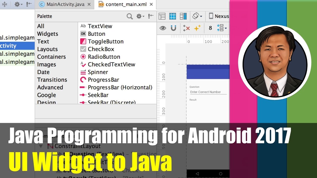 Java Programming for Android: UI Widget to Java (findViewById, R.java)
