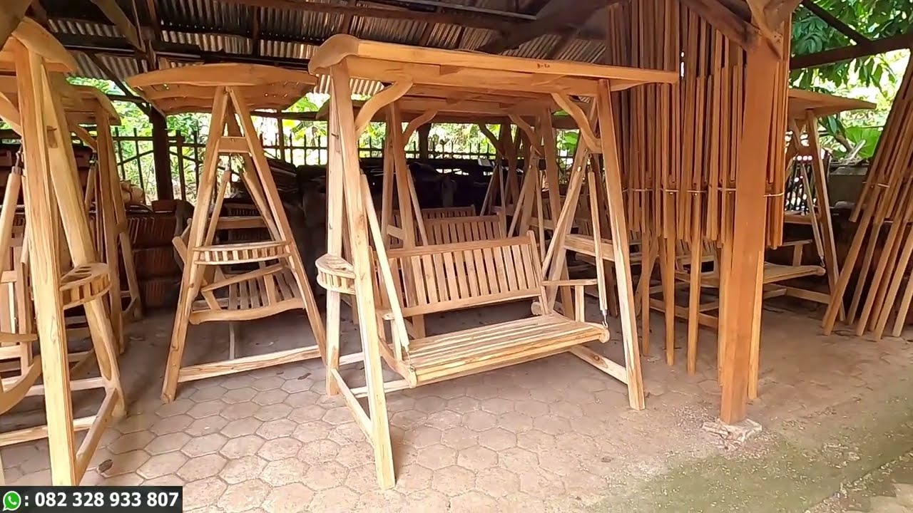 Ayunan Teras Outdoor Minimalis Kayu Jati Furniture Jepara