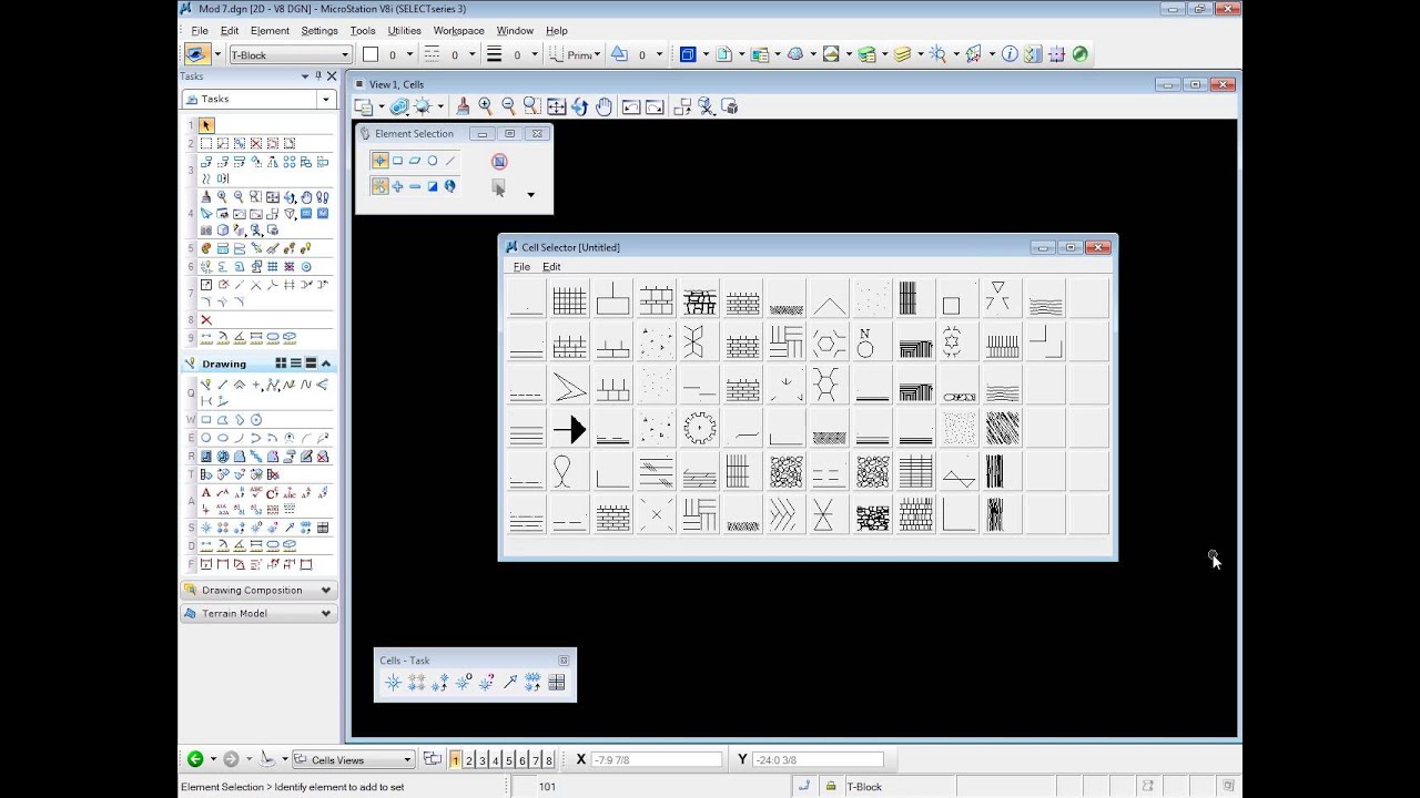 Intermediate Bentley Microstation V8i Tutorial | Using the Cell Selector