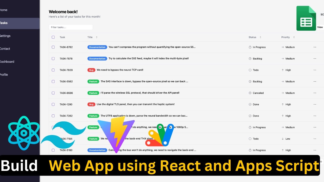 Build Web App using Google Sheet, React and Google Apps Script