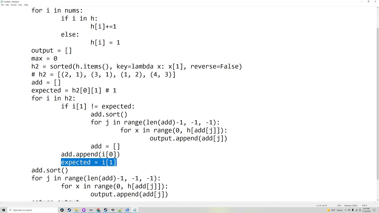Sort array by increasing frequency - Leetcode python coding by Elrik