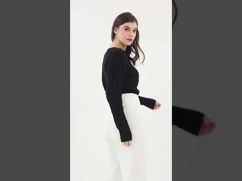 The Only Sweater You'll Ever Need - Women's Cotton Cable Crew Neck Sweater Black