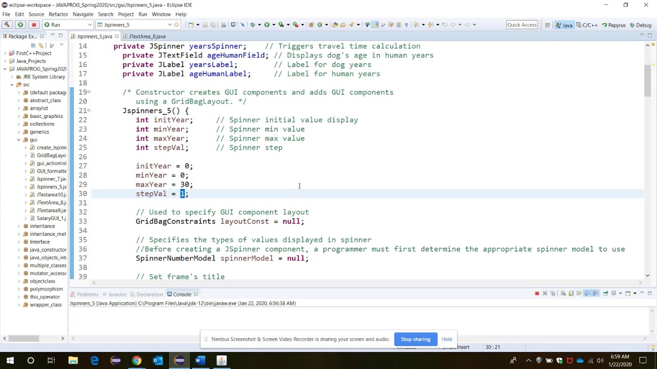 GUI input with JSpinners - JAVA