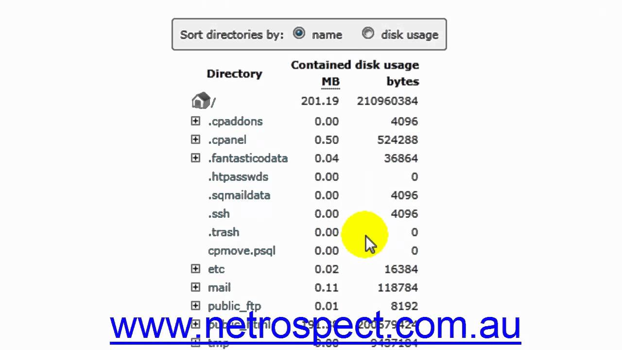 cPanel Video Tutorial - Disk Space Usage