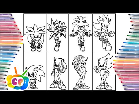 Drawing SONIC and Silver - in Different Styles / Sonic 3 evolution coloring page
