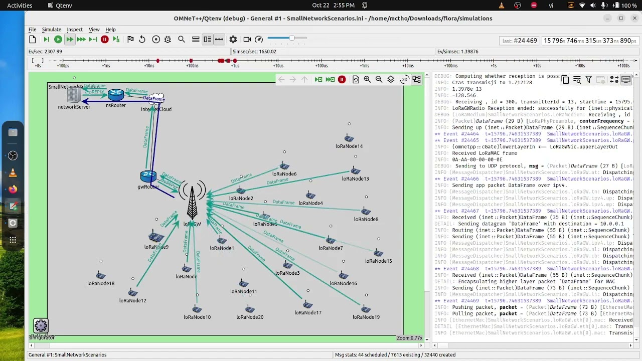 LoRa based Wireless Sensor network  in IoT simulation