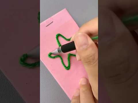 Wool thread se paper pr draw kre easy stickers | wait for end🙀 #shorts #viral #art #woolencraft