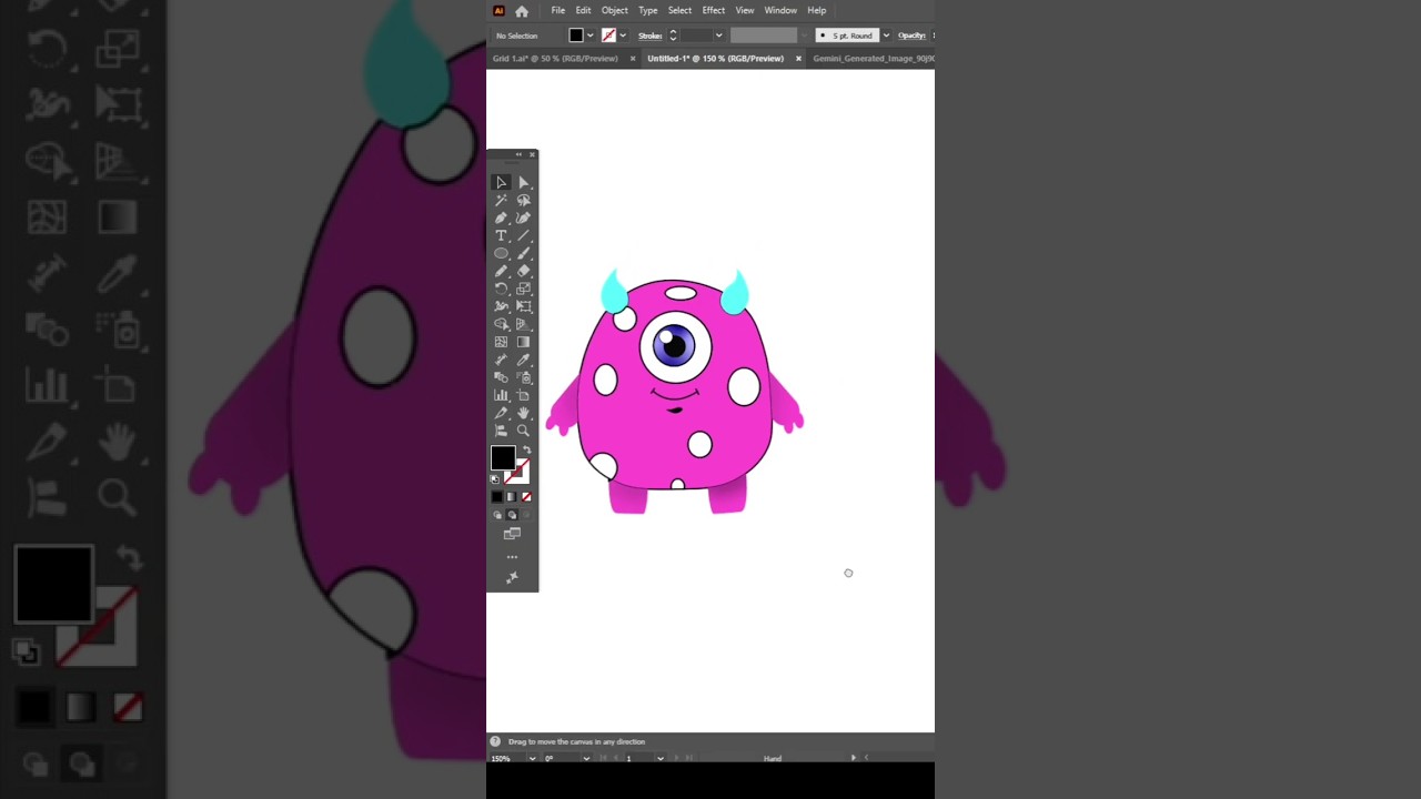 Cute Monster Vector Speed Art 👾🔥 #shorts  #graphicdesign