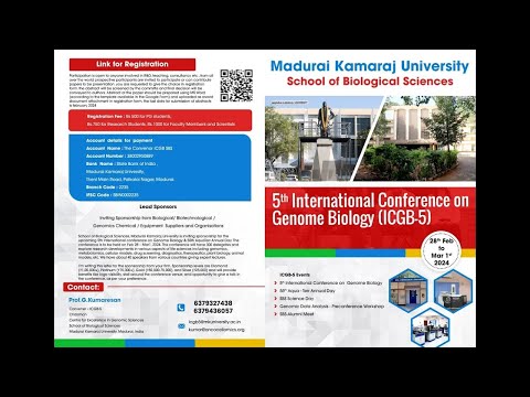MaduraiKamarajUniversitySchoolofBiologicalSciences5thInternationalConferenceonGenomeBiology (ICGB-5)