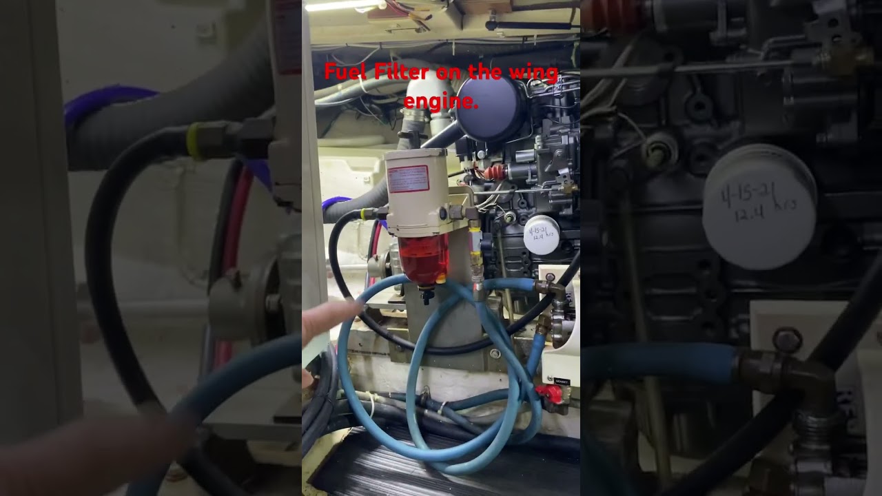 Fuel filter change on the Yanmar. Our wing engine.