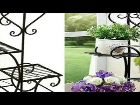 4 Tier Metal Plant Stand for Indoor Outdoor Garden Patio Flower Pot Display Rack Organizer Black and