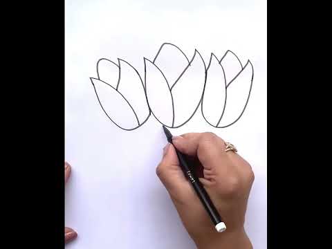 Tulips Drawing | Very Easy Tulips Drawing | Step by Step #drawing #shorts