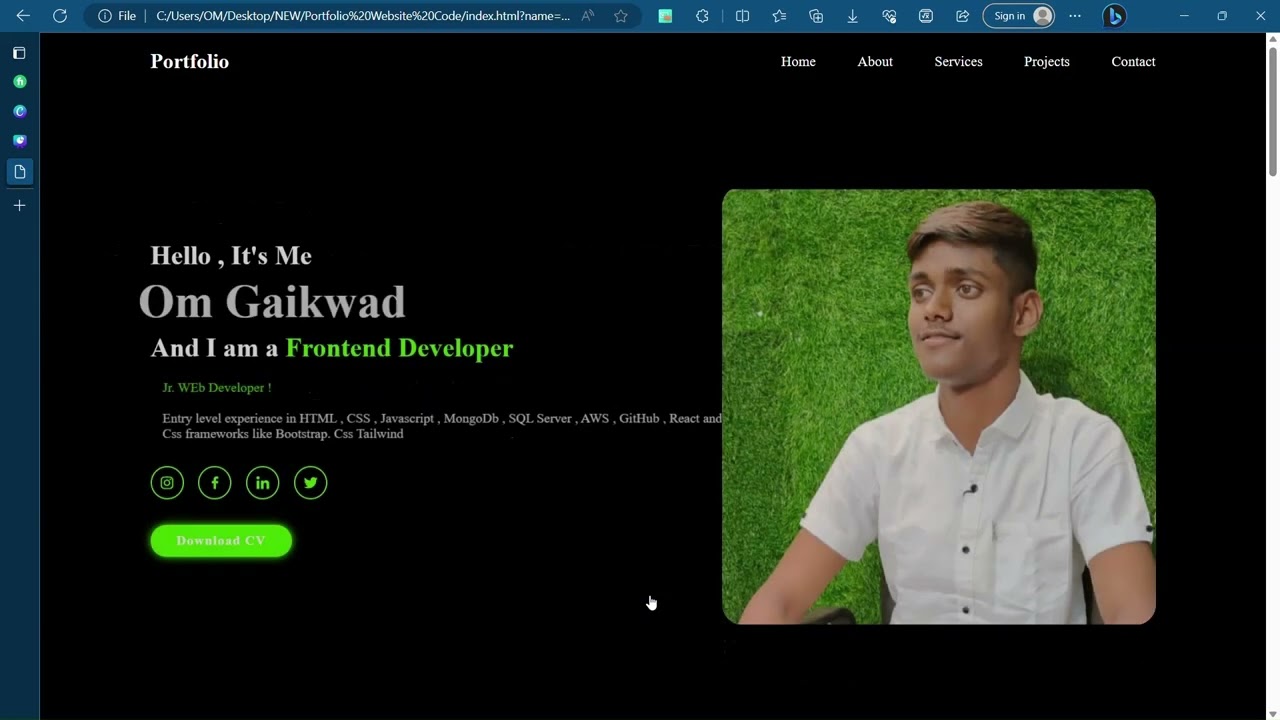 Personal Portfolio Website Design.