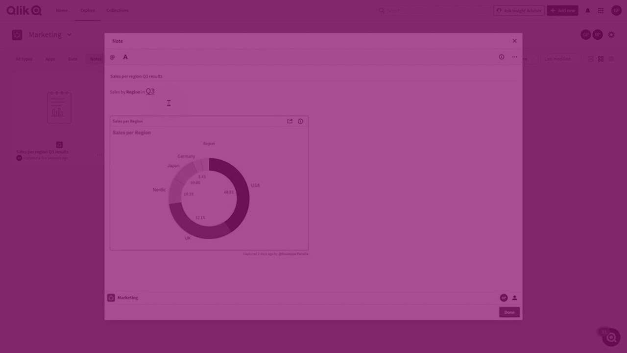 Working with notes - Qlik Cloud