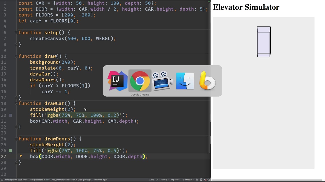 Simple 3-D Elevator Simulator in p5.js