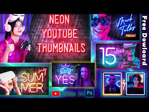 20+ Free Neon YouTube Thumbnails Pack | YouTube Thumbnail Templates Psd Free Download | Photoshop