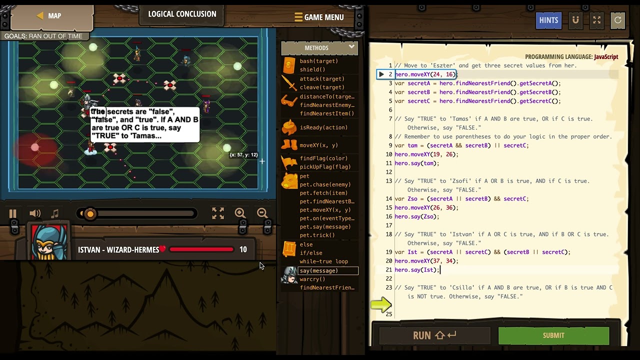 CodeCombat - Logical Conclusion - JavaScript