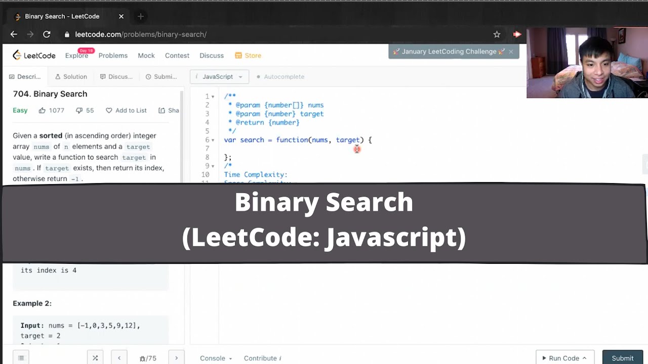 How To Solve Binary Search (LeetCode 704) in Javascript