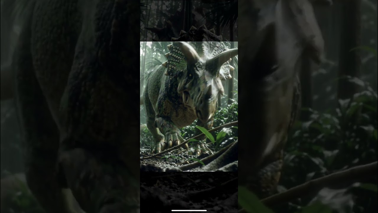 Majestic Triceratops in the Rain#Triceratops #Dinosaur #Cinematic #Rainforest #Photorealistic
