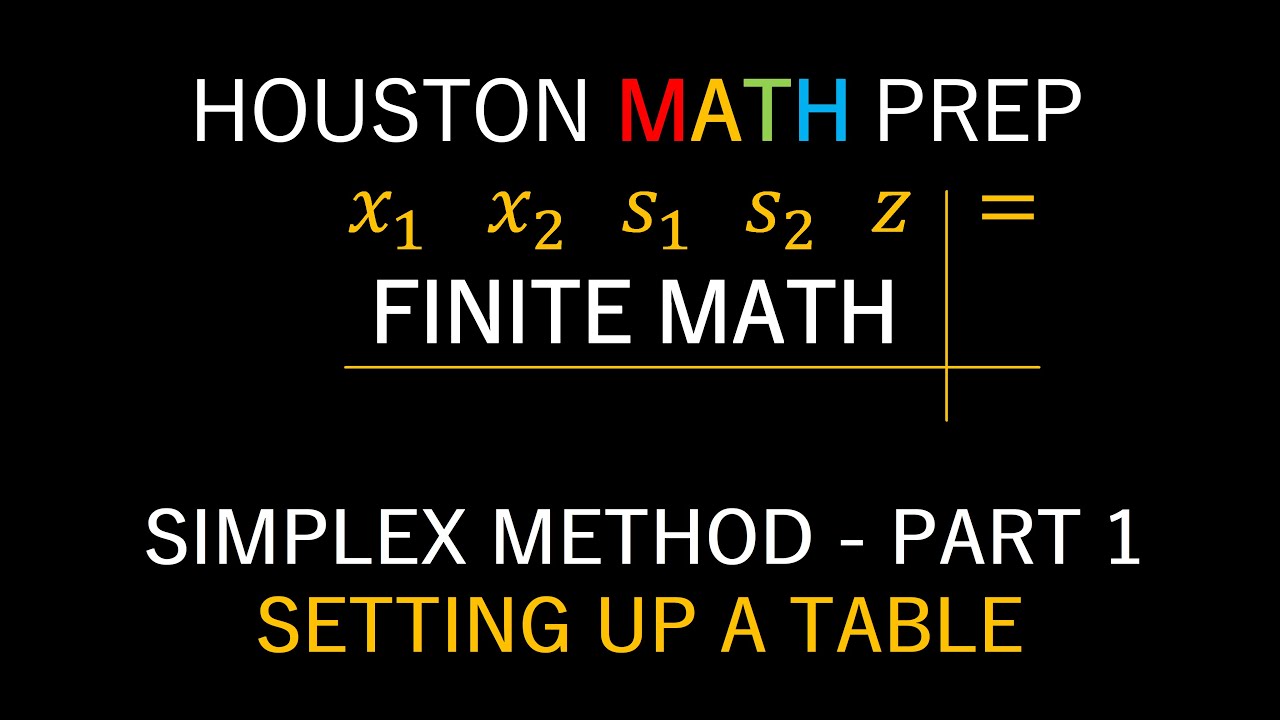 Simplex Method (Part 1: Introduction & Setting Up A Table)