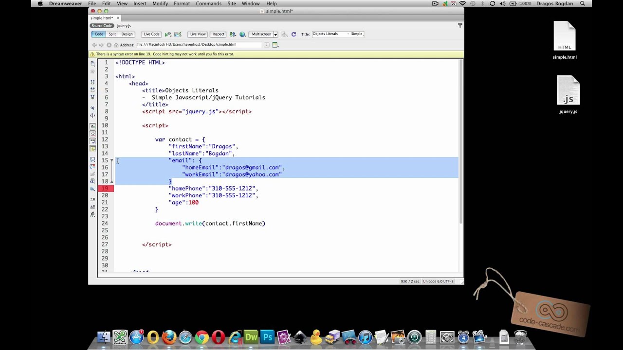 ACCESSING NESTED PROPERTIES in OBJECT LITERALS - Super Simple Javascript/Query Tutorials