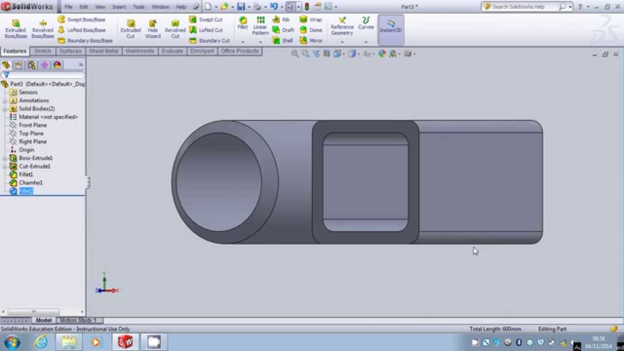 Fillets and chamfers on Solidworks