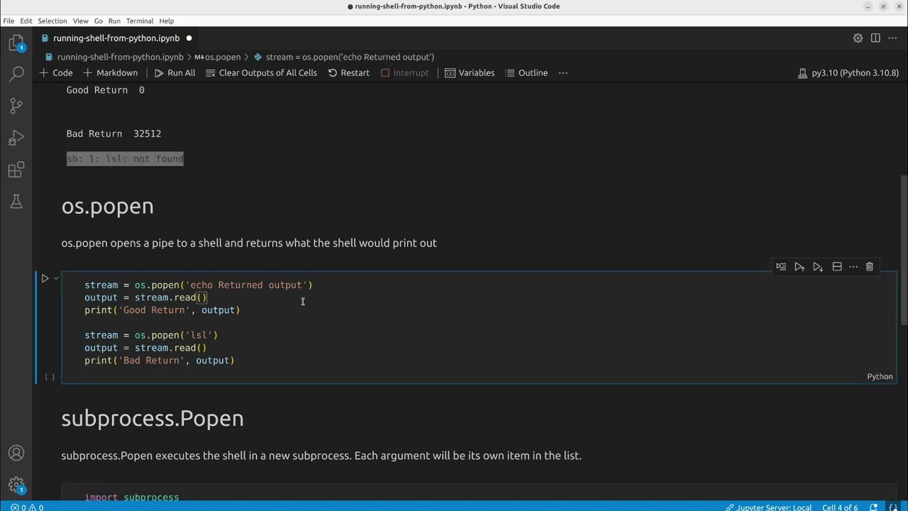 Execute Bash Commands from Python
