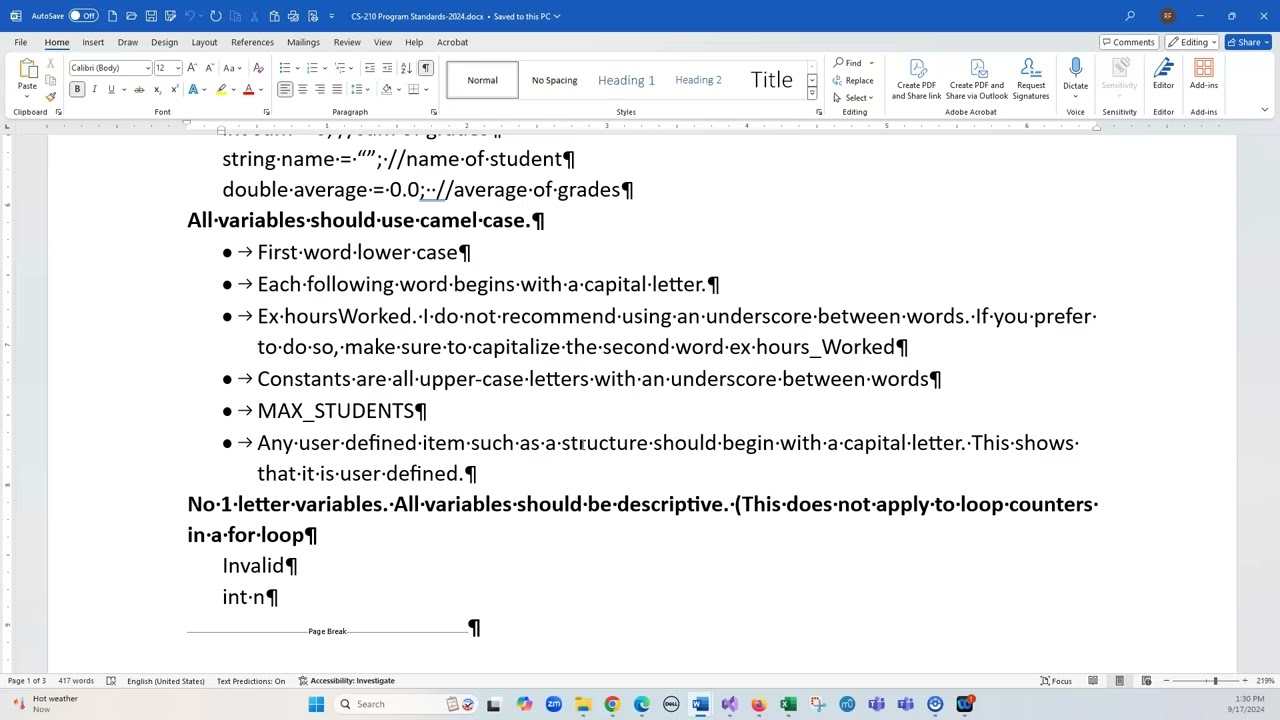 CS210 Program Standards 2024
