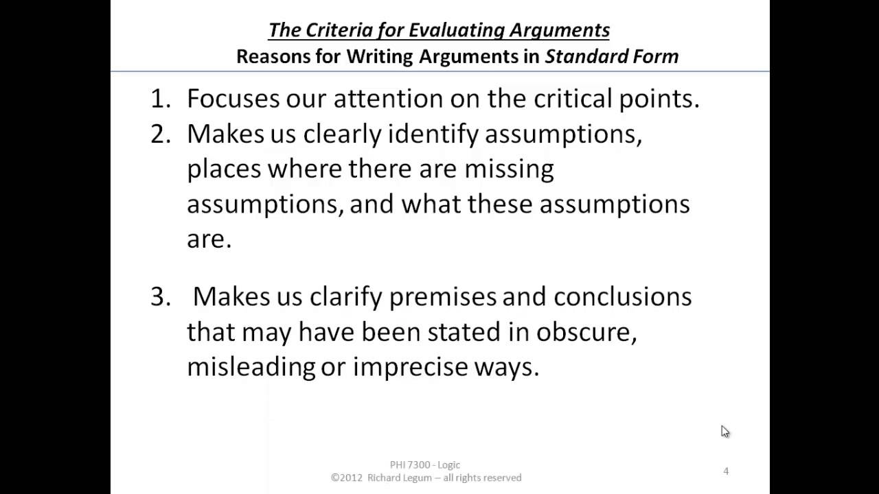 03-1-04 Argument Evaluation Criteria - Review of Concepts 3