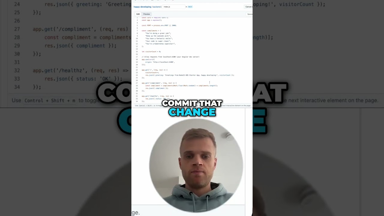 NodeJS API Change Deployed via GitHub Actions