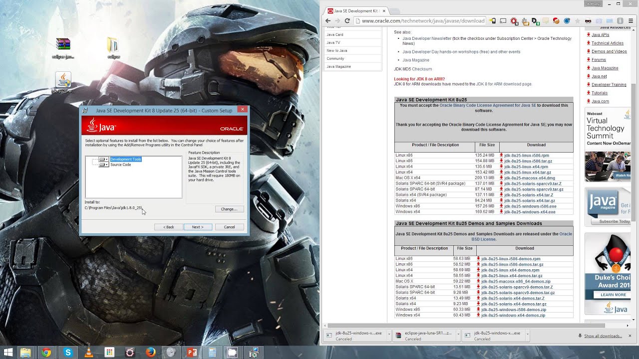 Installing eclipse and the jdk