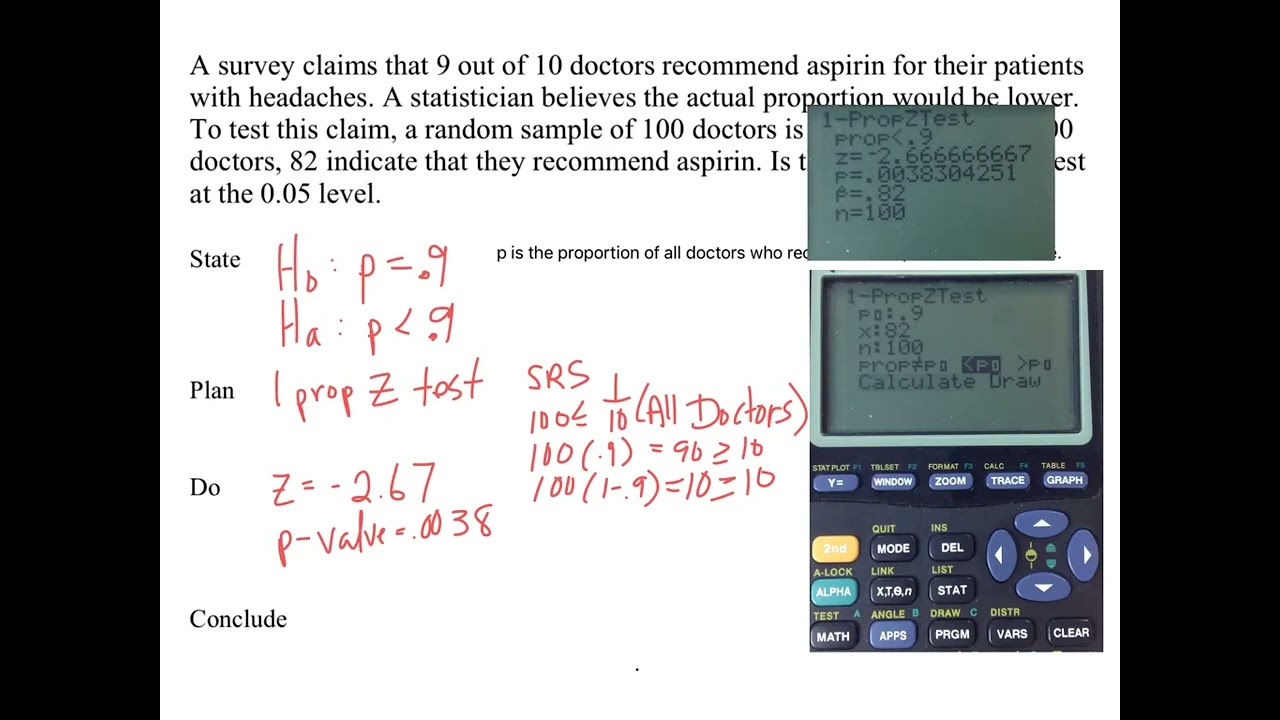 Statistics - One Proportion Z Test Example