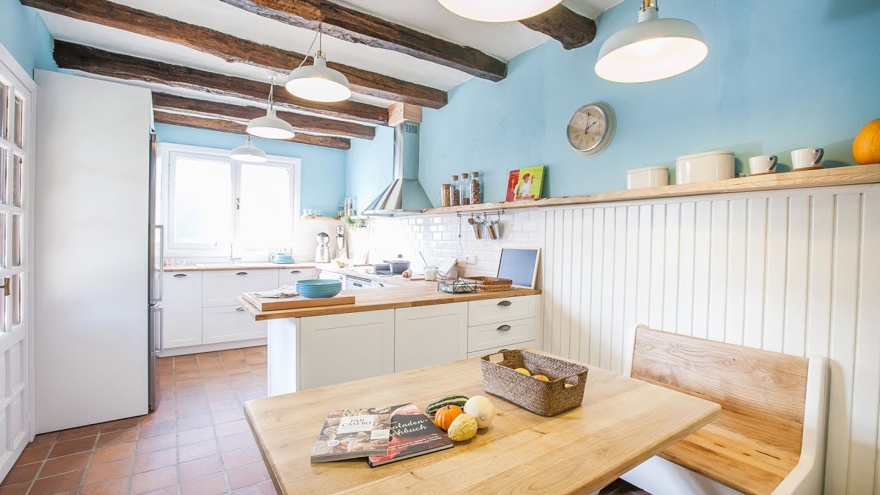 Complete program - Rustic kitchen in white and blue - Decogarden