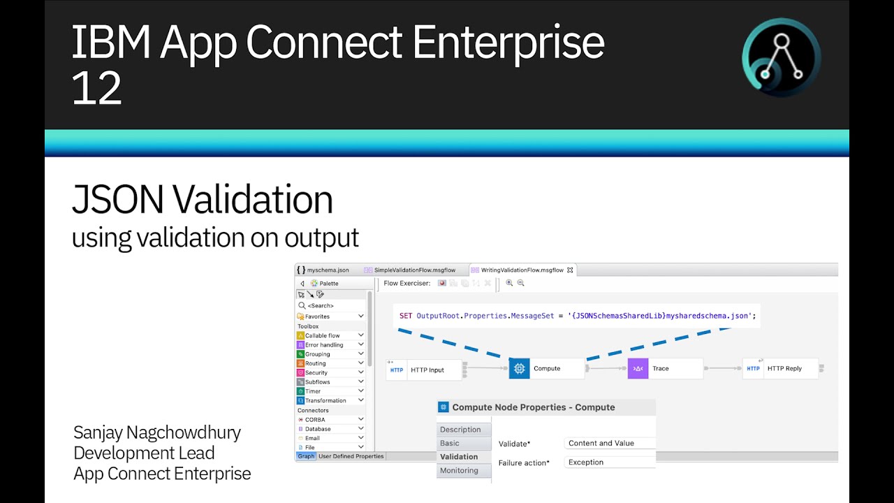 App Connect Enterprise 12:  JSON Validation, using validation on output