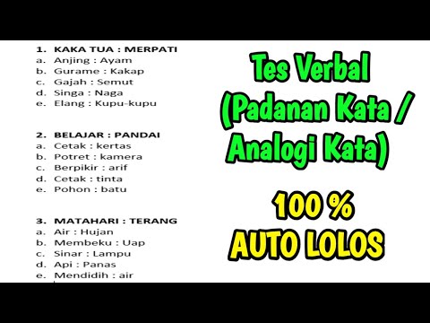 Tes Verbal ( Padanan Kata / Analogi Kata )