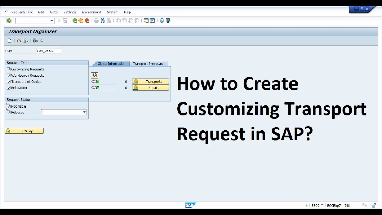 How to Create SAP Customizing Transport Request || Transport Management in SAP